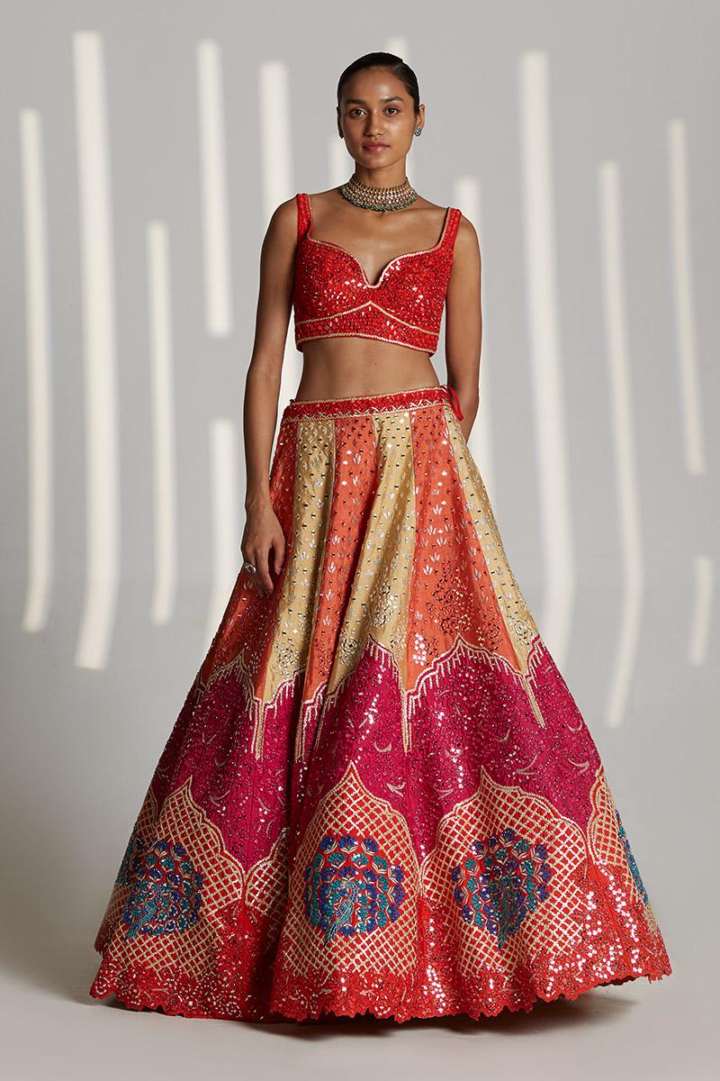 Multi Panel Raw Silk Lehenga Set – angadsinghofficial.com